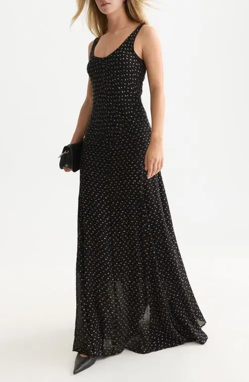 Scotch & Soda Metallic Dot Maxi Slipdress