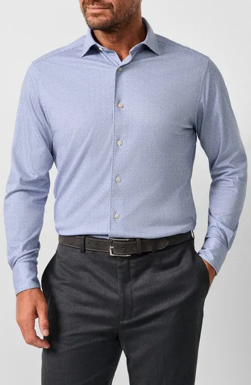 David Donahue Check Knit Sport Shirt - Powder Blue
