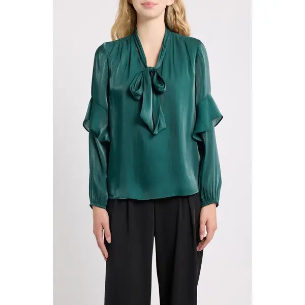 Anne Klein Bow Tied Ruffled Top