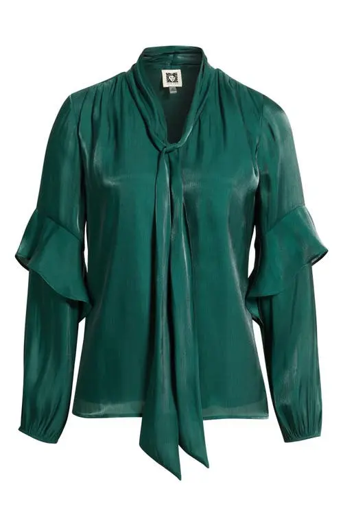 Anne Klein Bow Tied Ruffled Top