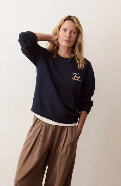 Marine Layer Hadley Crewneck Sweater With Embroidered Detail