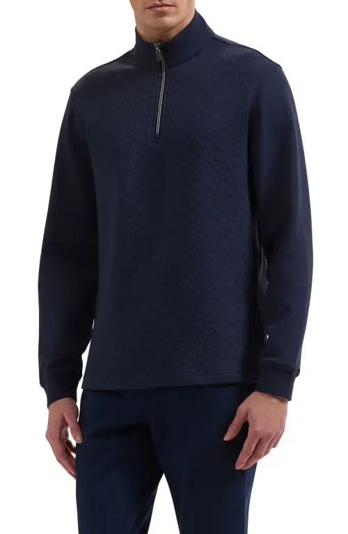 Bugatchi Diamond Quilted Quarter Zip Pullover - Navy
