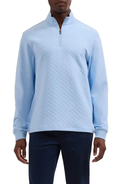 Bugatchi Diamond Quilted Quarter Zip Pullover - Sky