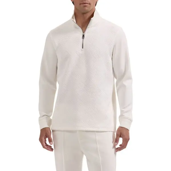 Bugatchi Soft Touch Quarter Zip Sweater - Chalk