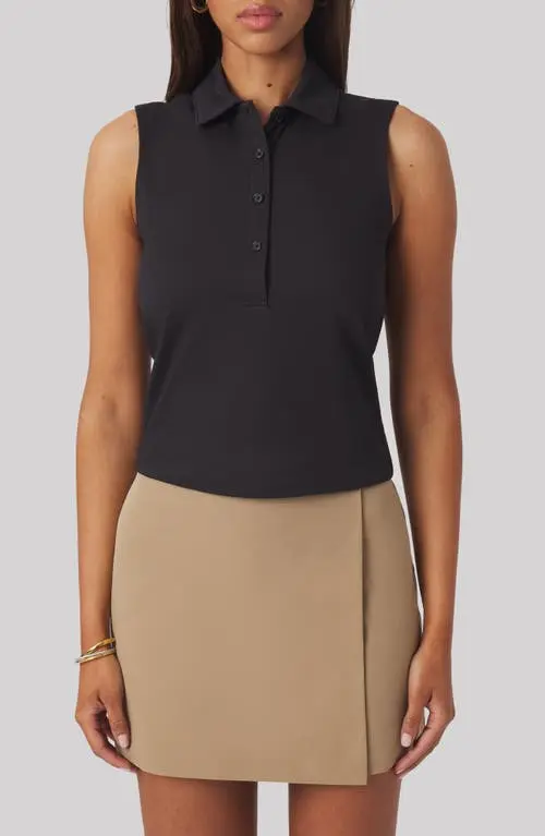 WILLIAMS ATHLETIC CLUB Maggie Sleeveless Golf Polo - Black