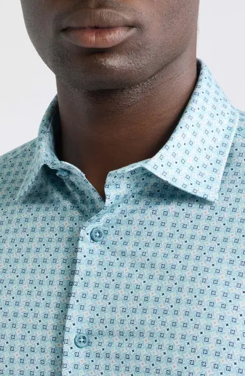 Bugatchi James Ooohcotton® Printed Button-up Shirt - Seafoam