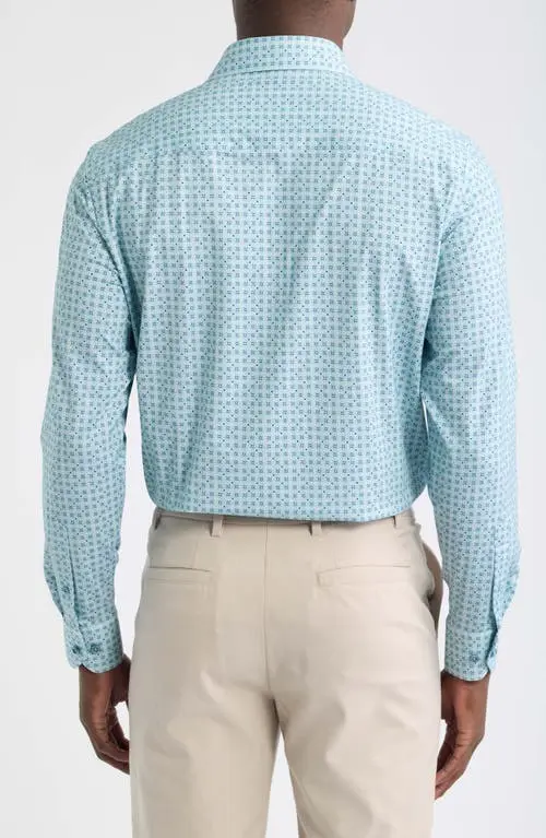 Bugatchi James Ooohcotton® Printed Button-up Shirt - Seafoam