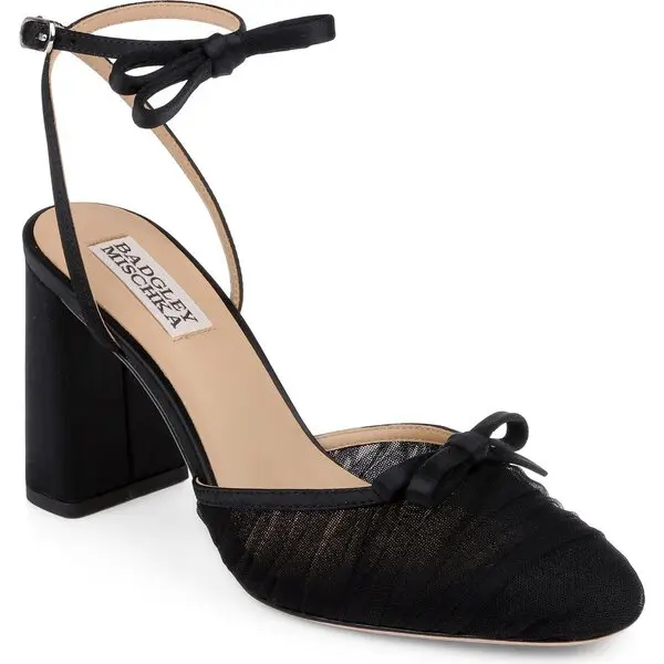 Badgley Mischka Rebecca Ankle Strap Pump - Blacksatin