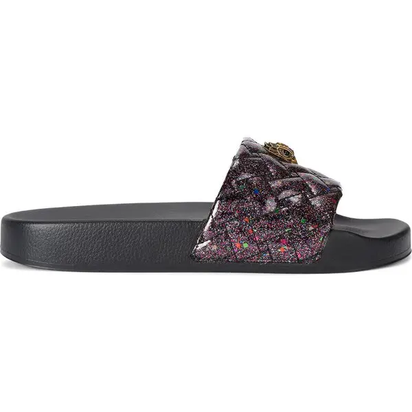 Kurt Geiger Meena Eagle Faux Leather Slide Sandal - Charcoal