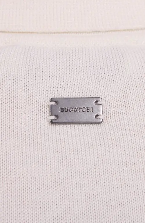 Bugatchi Short Sleeve Cable Knit Button-up Sweater - Chalk