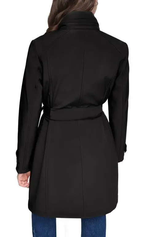 Andrew Marc Tinsley Belted Softshell Trench Coat - Black