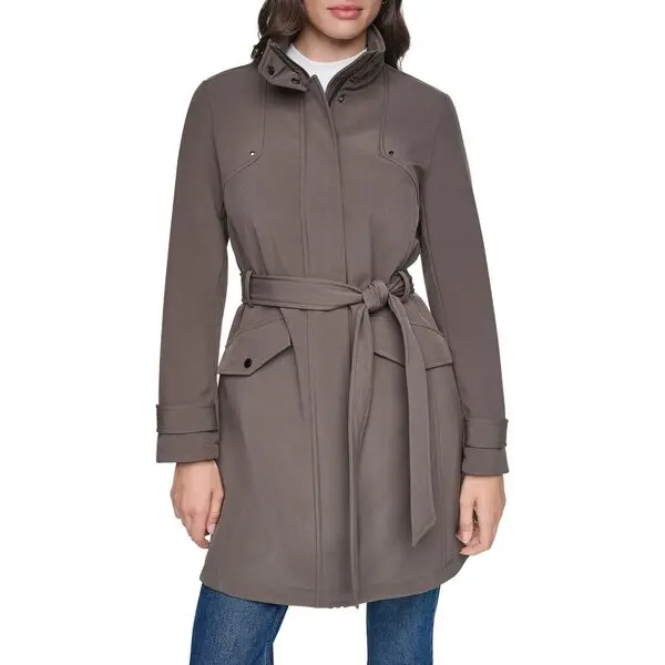 Andrew Marc Tinsley Belted Softshell Trench Coat - Truffle