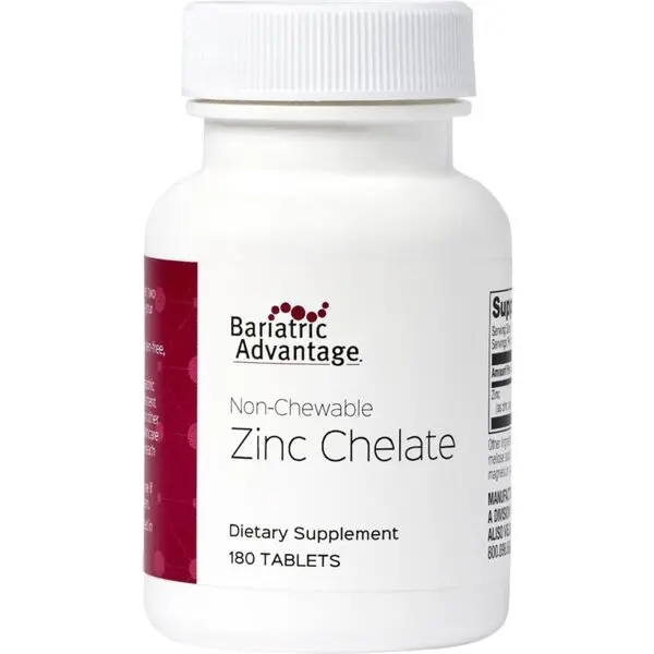 BARIATRIC ADVANTAGE Non Chewable Zinc Chelate Supplement Tablets 20 Mg 180 Count