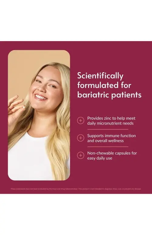 BARIATRIC ADVANTAGE Non Chewable Zinc Chelate Supplement Tablets 20 Mg 180 Count