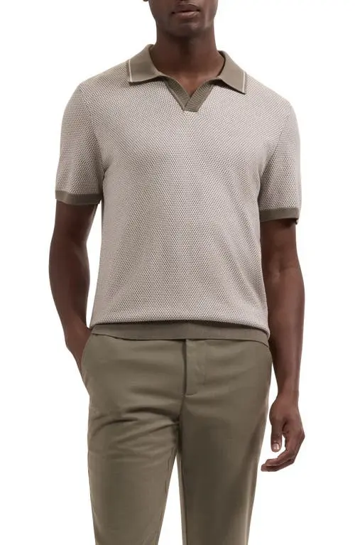 Bugatchi Johnny Collar Short Sleeve Sweater - Olive