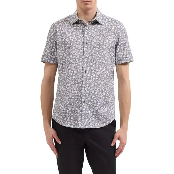 Bugatchi Miles Ooohcotton® Print Short Sleeve Button-up Shirt