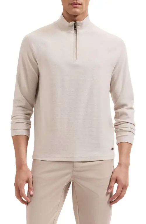 Bugatchi Herringbone Quarter-zip Knit Top - Limestone