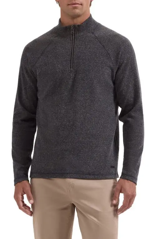 Bugatchi Herringbone Quarter-zip Knit Top - Navy