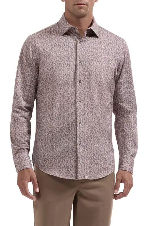 Bugatchi James Ooohcotton® Leaf Print Button-up Shirt - Sienna