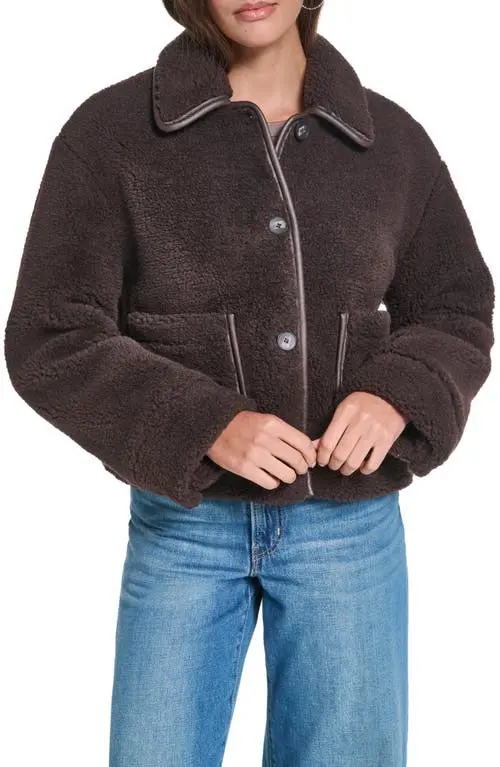 LEVI'S Faux Fur Jacket With Faux Leather Trim - Java
