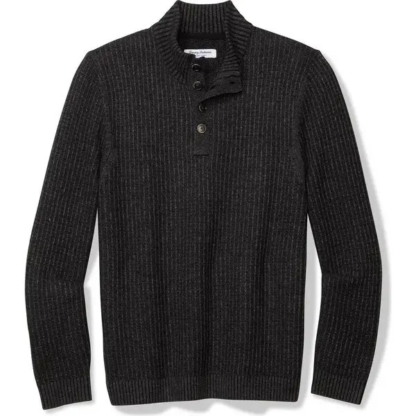 Tommy Bahama Autumn Pier Button Placket Sweater - Black