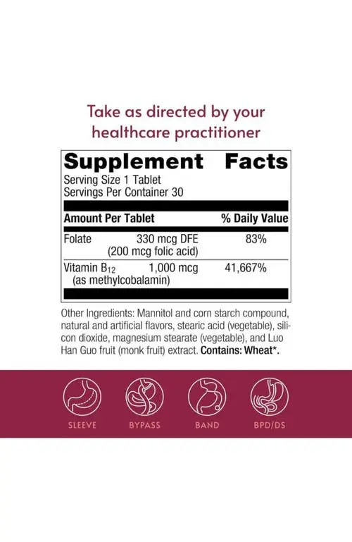 BARIATRIC ADVANTAGE B-12 Speedy Melts Vitamin Supplement Peppermint 30 Count