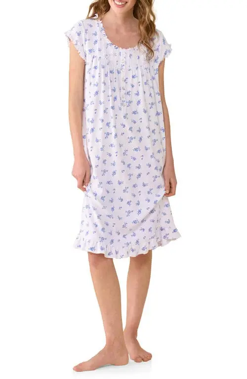 Eileen West Waltz Stretch Cotton Nightgown - Wht/dits