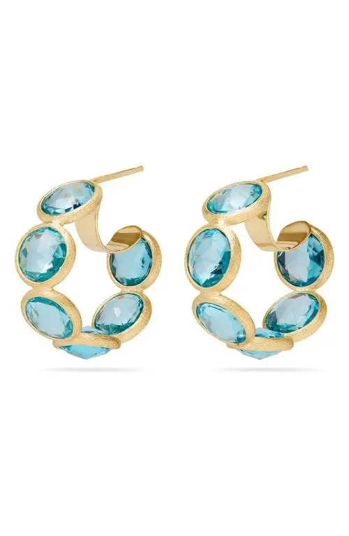 Marco Bicego Jaipur Color Blue Topaz Hoop Earrings - Gold