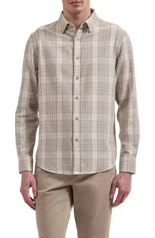 Bugatchi Karl Plaid Long Sleeve Cotton Shirt - Camel