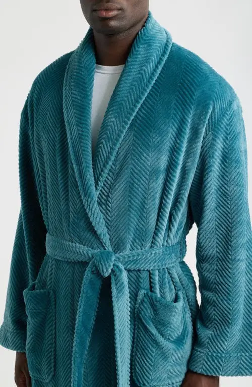 Majestic International Textured Plush Shawl Robe - Horizon