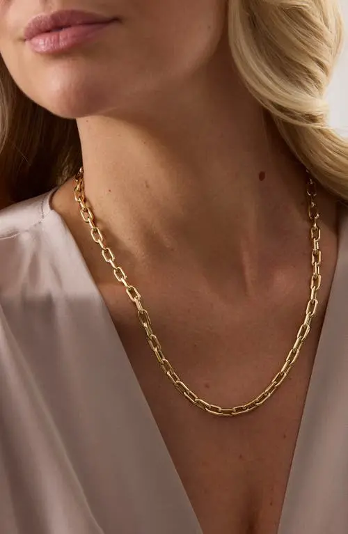 Sara Weinstock Gold Medium Rectangle Link Necklace