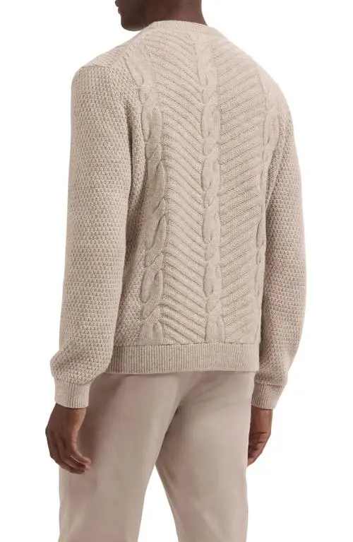 Bugatchi Crewneck Cable Knit Sweater - Cobblestone