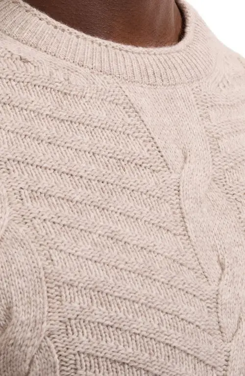 Bugatchi Crewneck Cable Knit Sweater - Cobblestone