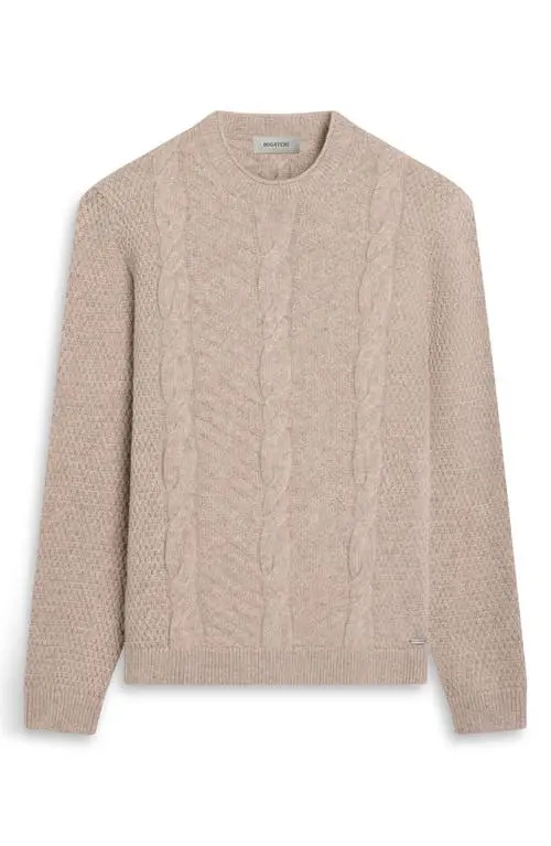 Bugatchi Crewneck Cable Knit Sweater - Cobblestone