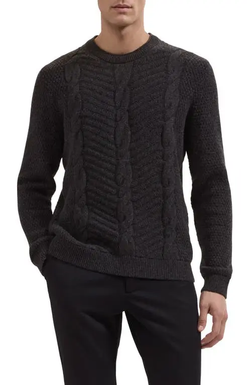 Bugatchi Crewneck Cable Knit Sweater - Lead