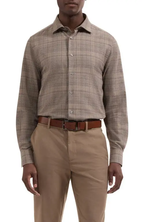 Bugatchi Julian Plaid Cotton & Wool Button-up Shirt - Walnut