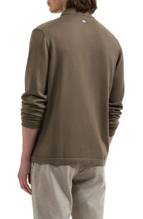 Bugatchi Cotton & Modal Polo Cardigan - Moss