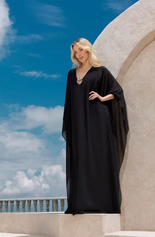 Betsy & Adam Cape Back Caftan Maxi Dress