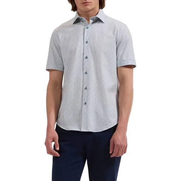 Bugatchi Miles Ooohcotton® Print Short Sleeve Button-up Shirt