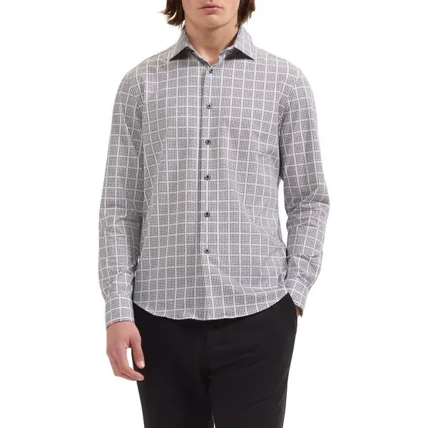 Bugatchi James Ooohcotton® Grid Button-up Shirt - White