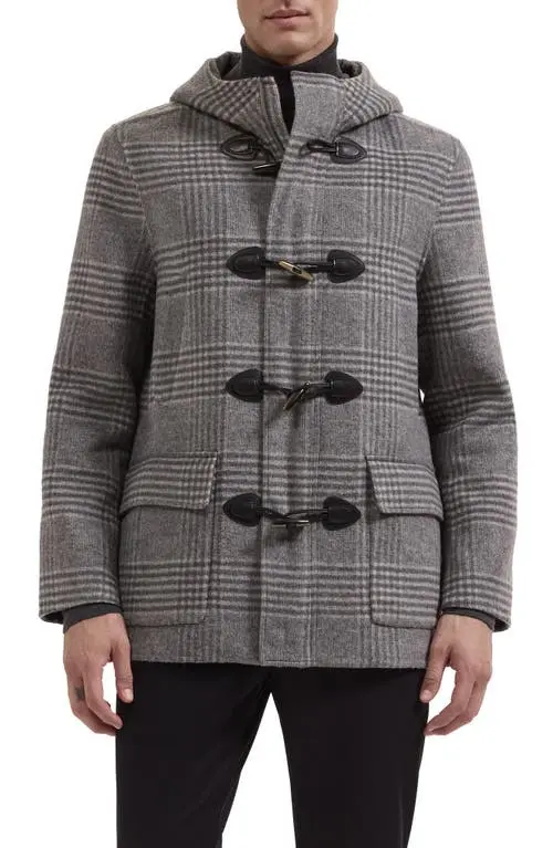 Bugatchi Wool Blend Hooded Toggle Coat - Anthracite