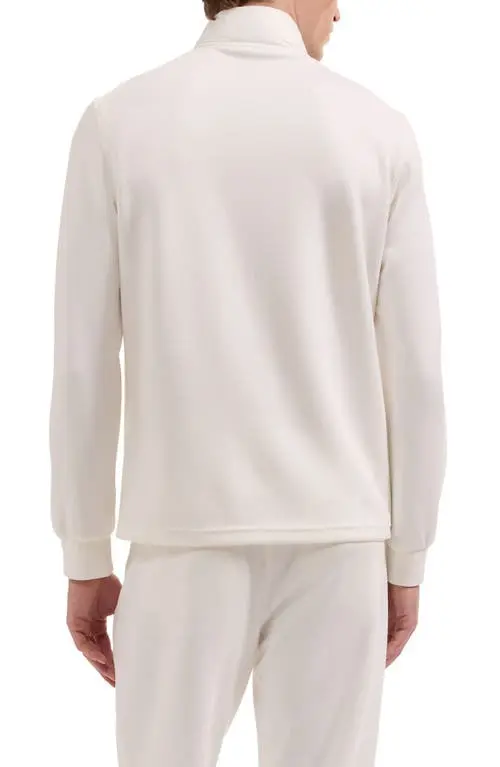 Bugatchi Soft Touch Quilted Quarter Zip Pullover - Chalk
