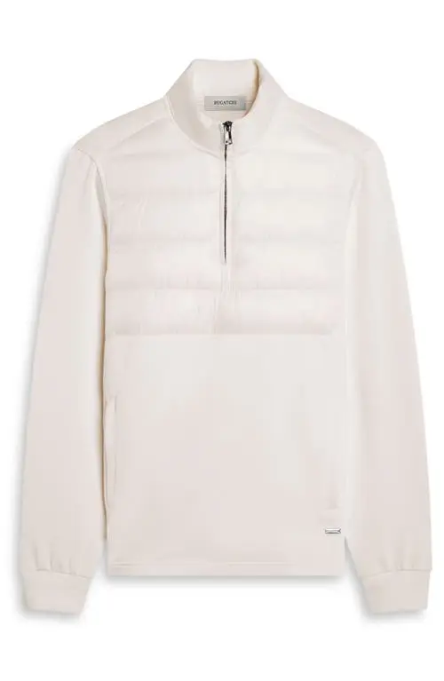 Bugatchi Soft Touch Quilted Quarter Zip Pullover - Chalk