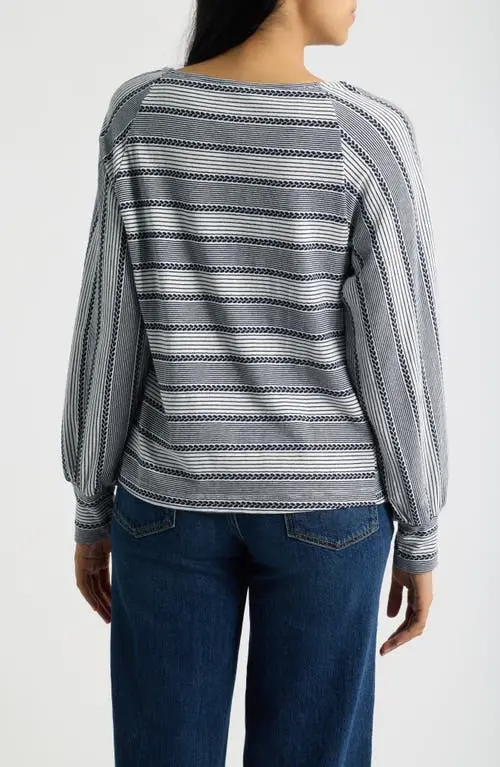 Bobeau Raglan Stripe Knit Top