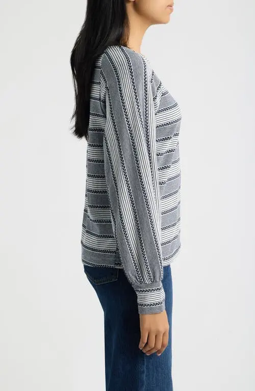 Bobeau Raglan Stripe Knit Top