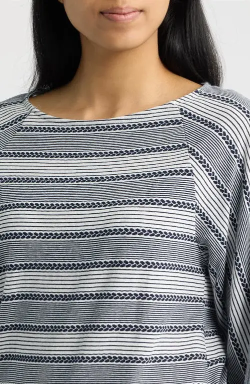 Bobeau Raglan Stripe Knit Top