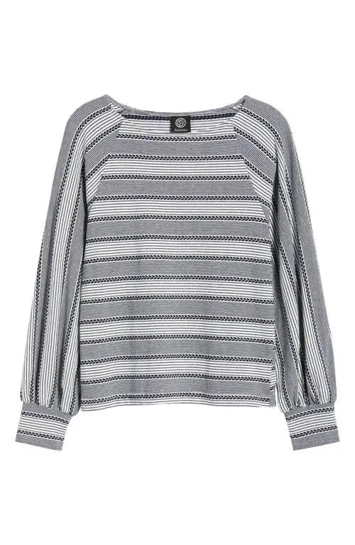 Bobeau Raglan Stripe Knit Top