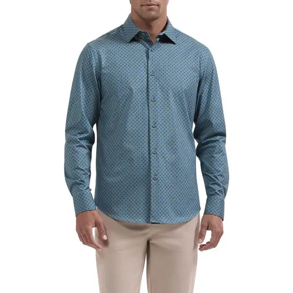 Bugatchi James Ooohcotton Print Long Sleeve Performance Button Up Shirt