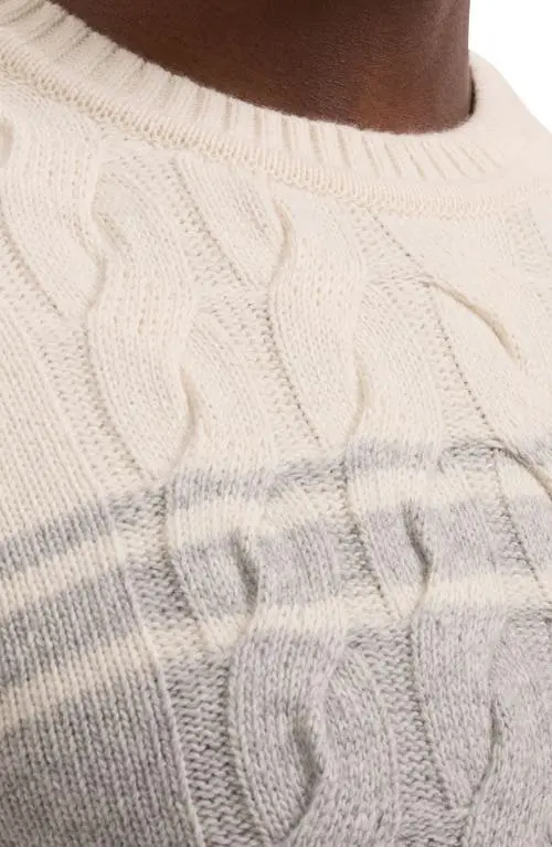 Bugatchi Cable Knit Wool & Cotton Sweater - Ivory