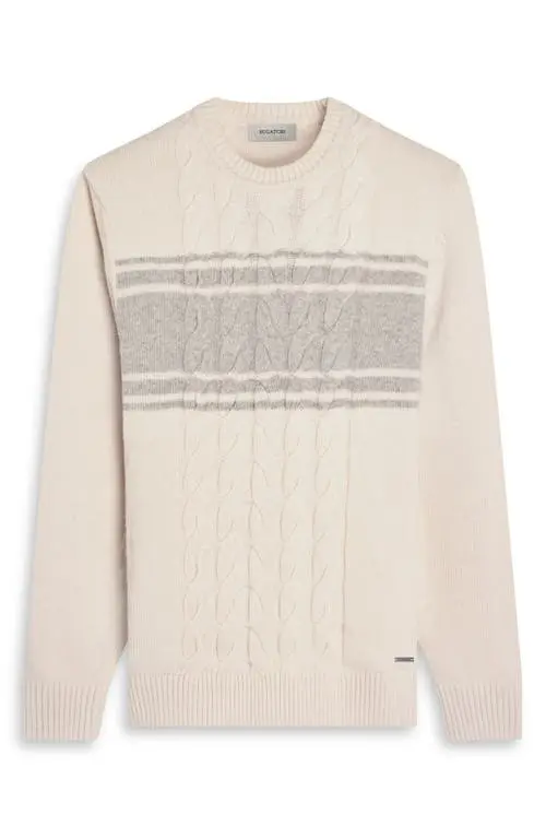 Bugatchi Cable Knit Wool & Cotton Sweater - Ivory